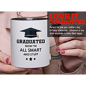 Flairy Land Graduation 2Tone Black Mug 11oz - All Smart and Stuff - Graduation Gifts for Her Senior Graduation College Student College Graduate Classmate MBA Grad