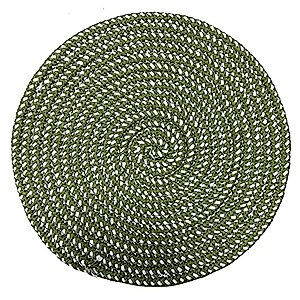 Hand Woven Round Area Rugs Living Room Bedroom Study Computer Chair Cushion Base Mat Round Carpet Lifts Basket Swivel Chair Pad Coffee Table Rug(2' Round, Green)