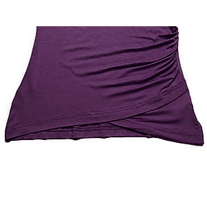 Beauhuty Women's Plus Size Tops Sexy Deep V Neck Sexy Low Cut Front Surplice Wrap Short Sleeve Fitted Tees (XXL, Short-Purple)