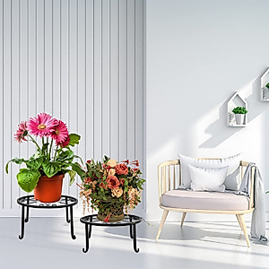 AISHN Metal Plant Stand 5 in 1 Potted Irons Planter Holder Black，Metal Rustproof Iron Garden Container Round Supports Rack for Planter，Flowerpot Holder Display Rack for Home & Garden Decorate