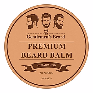 The Gentlemen's Beard Premium Cedarwood Beard Balm - Leave-in Conditioner & Softener - All Natural - Styles, Strengthens, Thickens & Softens Promoting Healthier Beard & Mustache Growth