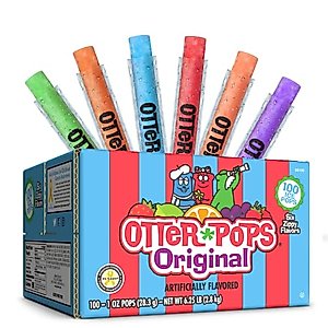 Otter Pops, Original Assorted Freezer Pops, 1oz Freeze Pops in Six Zippy Flavors, 100 Count, (85100)