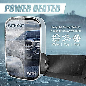 Pair Chrome Power Heated Glass Flip Up Rear View Side Towing Mirrors Compatible with Dodge Ram 1500 2500 3500 02-08