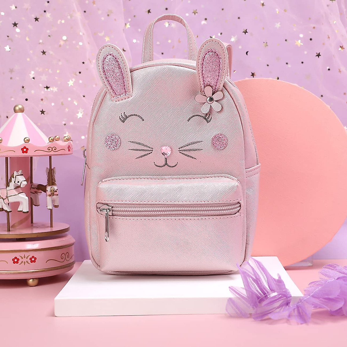 PinkSheep Toddler Backpack Toddler Bag Cute Pink Rabbit Bag for 3-13 Years Little Grils Kids