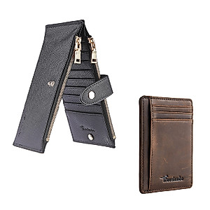 Travelambo Womens Multi Card Case Wallet & Front Pocket Minimalist Leather Slim Wallet
