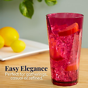 US Acrylic Optix 20 ounce Plastic Water Tumblers in Jewel Tone Colors | Set of 8 Drinking Cups | Reusable, BPA-free, Made in the USA, Top-rack Dishwasher Safe