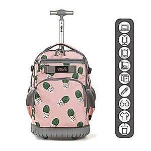 Tilami Rolling Backpack 19 inch with Lunch Bag Wheeled Laptop Backpack (Cactus)