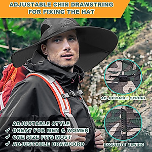 Herolland Super Wide Brim Fishing Hat for Men and Women,UPF50+ Waterproof Bucket Hat for Fishing, Hiking, Camping Deep Grey