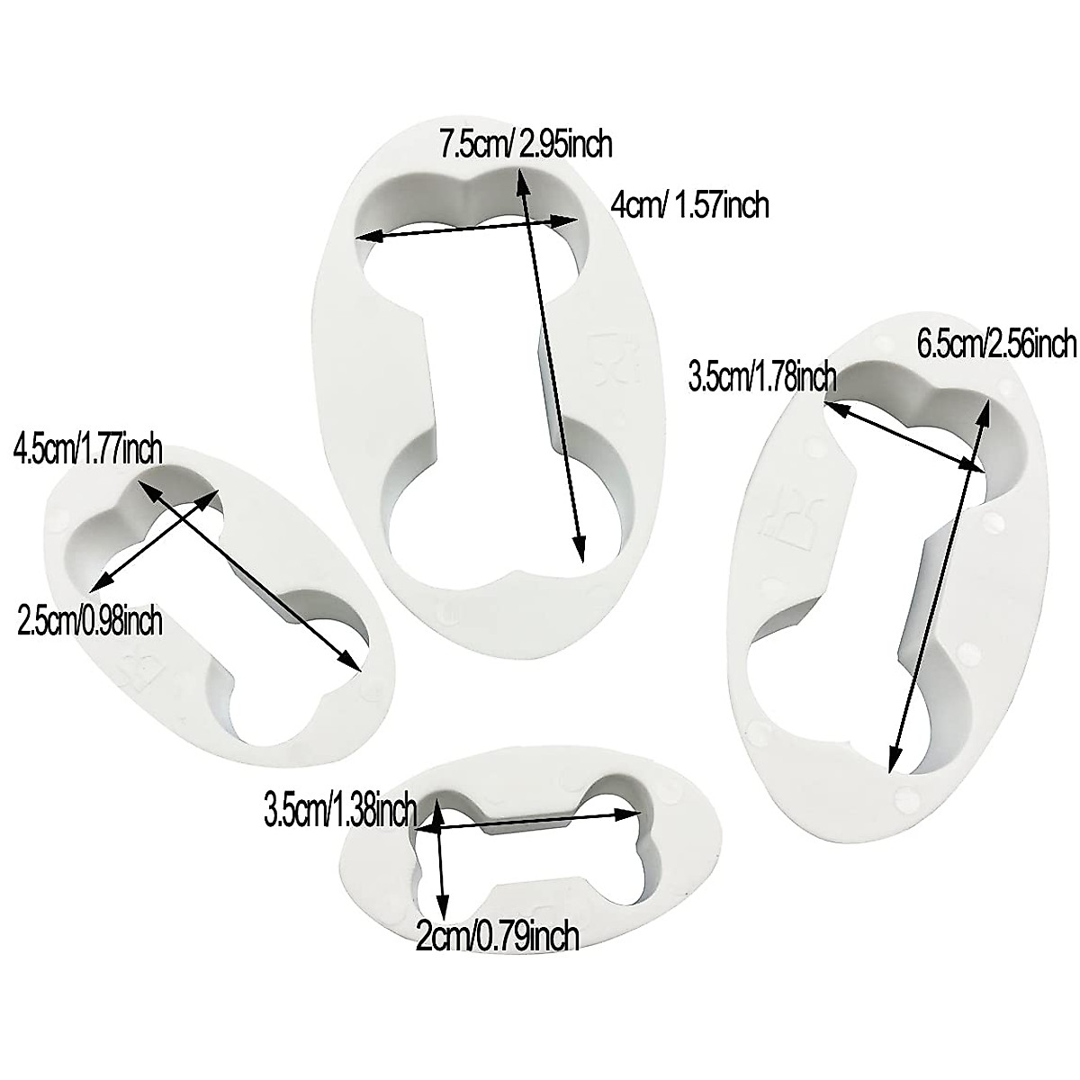 Dog Bone Cookie Cutters 4Pcs/Set, Christmas Gingerbread house Dog Treats Cookie Cutter, Dog Bone Shapes Cutters, Homemade Dog Biscuit Treats