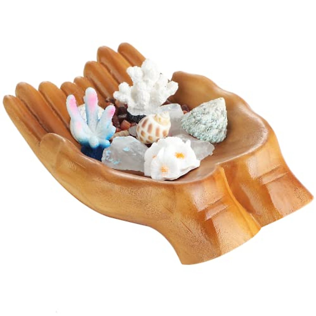 Crystal Display Stand, Carved Hands Offering Bowl for Crystal Stone Keepsakes Trinkets Display, Carved Hand Crystal Display Shelf, Decorative Hand Tray for Crystal Rock Storage & Display