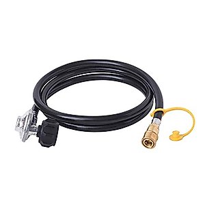 Flame King 90 Degree Low-Pressure Propane Gas Regulator Hose with Quick Connect for RVs, Grills, Heaters, Burners, 6 Feet - LPRH6