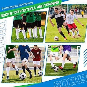 Jeere 6 pairs Scrunch Football Socks Extra Long Padded Knee High Socks Athletic tube scrunched socks for men women adults youth basketball Baseball soccer, black and white