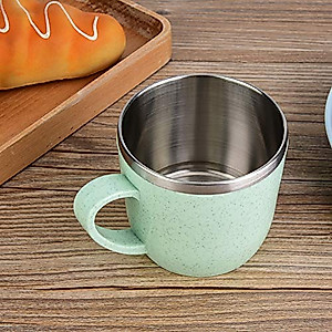 Stainless Steel Wheat Straw Cup Thermal Flasks Insulation Water Coffee Juice Milk Mug Stainless Steel Color Insulated Coffee Cup Camping Wheat Straw Cup Wheat Cup(03)