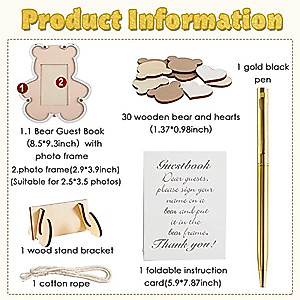 Yookeer Bear Baby Shower Guest Book Alternative Photo Frame Decorations We Can Bearly Wait Baby Shower Sign in Guest Book Girl 1st Birthday Rustic Party Bear Gender Reveal Shower (Brown,8.5x9.3 Inch)