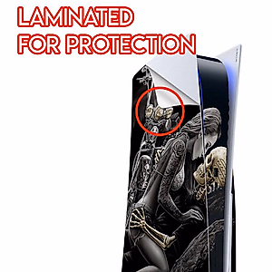 ITS A Skin Skins Compatible with Sony Playstation 5 Console Disc Edition - Protective Decal Overlay Stickers wrap Cover - Biker Skeleton Full Moon Tattoo