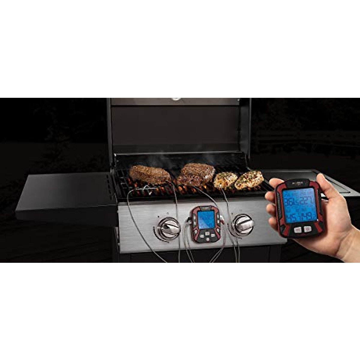 Maverick PRO-Series XR-50 Extended (500FT Range, 4 Probe) Digital Remote Wireless BBQ, Meat & Smoker Thermometer, Black/Red and Z-Cloth Bundle