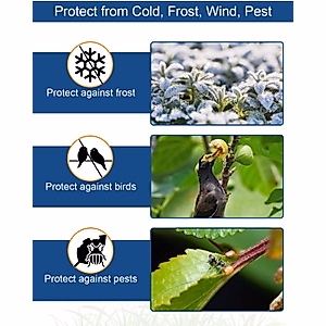 Homoda Plant Covers Freeze Protection Large, 60''W x 70''H Shrub Covers with Zipper and Drawstring, Frost Cloth for Winter, Outdoor Plant Blankets for Cold Weather