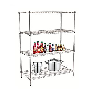 Baoz 4 Tier Heavy Duty Storage Shelving Unit with Adjustable Layers Metal Wire Storage Rack for Pantry Closet Kitchen Restaurant (47.2" x 17.7" x 61", Chrome-Plated)