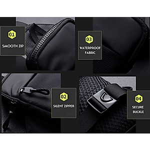 simptech Mini Crossbody Sling Bag Chest Bag Dual Pocket Water Resistant Fanny Pack Running Phone Holder for Men Women Workout Travelling