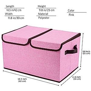 senbowe Larger Storage Cubes [4-Pack] Linen Fabric Foldable Collapsible Storage Cube Bin Organizer Basket with Lid, Handles, Removable Divider For Home, Nursery, Closet - (16.5 x 11.8 x 9.8”)