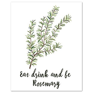 A LuxeHome Wall Art Home Funny Inspirational Puns Prints Signs Room Decor - for Kitchen and Dining Decorations – Botanical Vegetable Herbs Spices Plant Garden (Set of 4) Unframed 8 x 10 inches Green