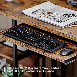 IRONCK Computer Desk 55", Home Office Desk with Keyboard Tray, Monitor Stand, Storage Shelf, Industrial Studying Writing Table, Vintage Brown