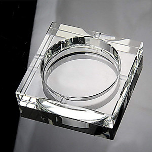 Amlong Crystal Large Square Crystal Ashtray with Gift Box, 6 x 6 inch (150mm X150mm), Clear