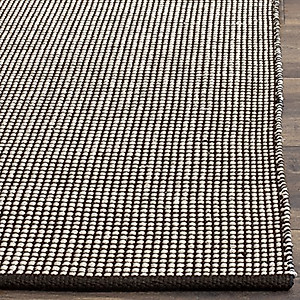 SAFAVIEH Montauk Collection Area Rug - 6' x 9', Ivory & Black, Handmade Flat Weave Cotton, Ideal for High Traffic Areas in Living Room, Bedroom (MTK345D)