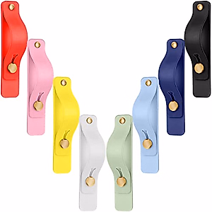 8 Pieces Phone Grip Strap Finger Kickstands Loop for Cell Phone Case Phone Finger Holder Assorted Colors Silicone Stretch Phone Grip Stand for Most Mobile Phones and Tablets, 8