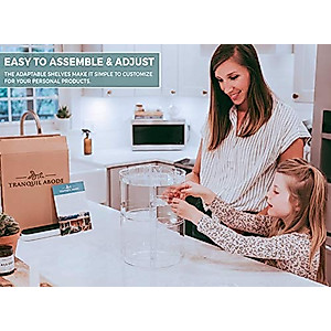 Rotating Makeup Organizer by Tranquil Abode | 360 Spinning Storage Display Case | Clear Acrylic Vanity & Bathroom Organizer for Skincare, Perfume, Cosmetic, Beauty, Make up and Essential Oil Products