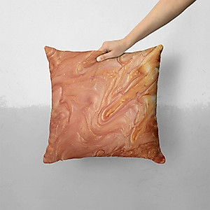 iiRov Modern Marble Copper Metallic Mix V3 - Custom Decorative Home Decor Indoor or Outdoor Throw Pillow Cover for Sofa, Bed or Couch Cushion (Pillow CASE Cover ONLY)