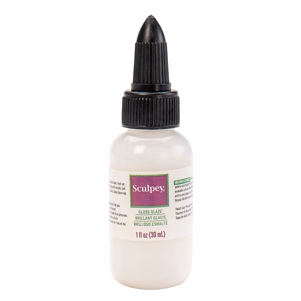 Sculpey® Gloss Glaze, Non Toxic, 1 fl oz. bottle with precise flow twist cap. Will add a glossy finish to your baked polymer oven-bake clay creations!