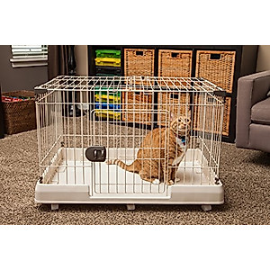 IRIS USA Medium Portable Wire Animal Cage, Easy Assembly Wire Dog Crate Animal House with Removable Casters and Top Access, Almond/Brown