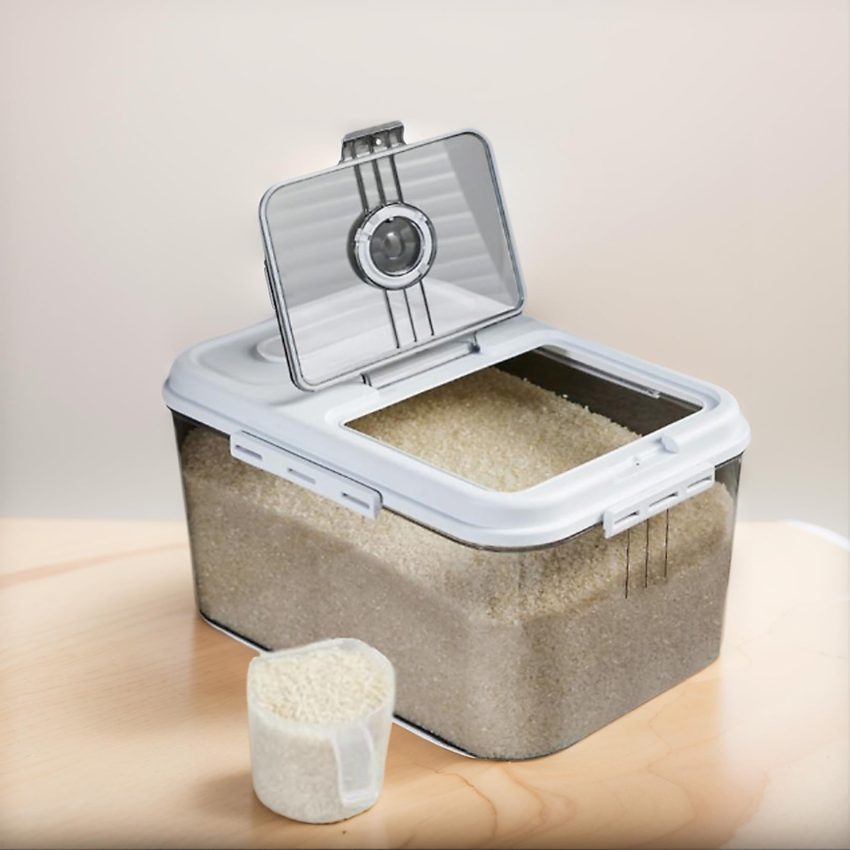 IULAVP Food Storage Containers with Lids：Cereal Storage Container with Measuring Cup, 10lbs Food Storage Containers for Rice, Flour, Sugar, Cereal, Kitchen Storage