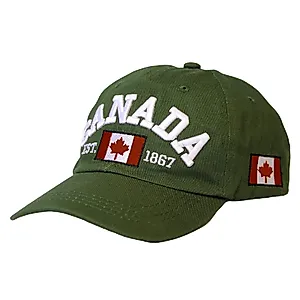 WITHMOONS Cotton Baseball Cap Canada Maple Leaf Flag Embroidery Dad Hat Adult Unisex LX1382 (Green)