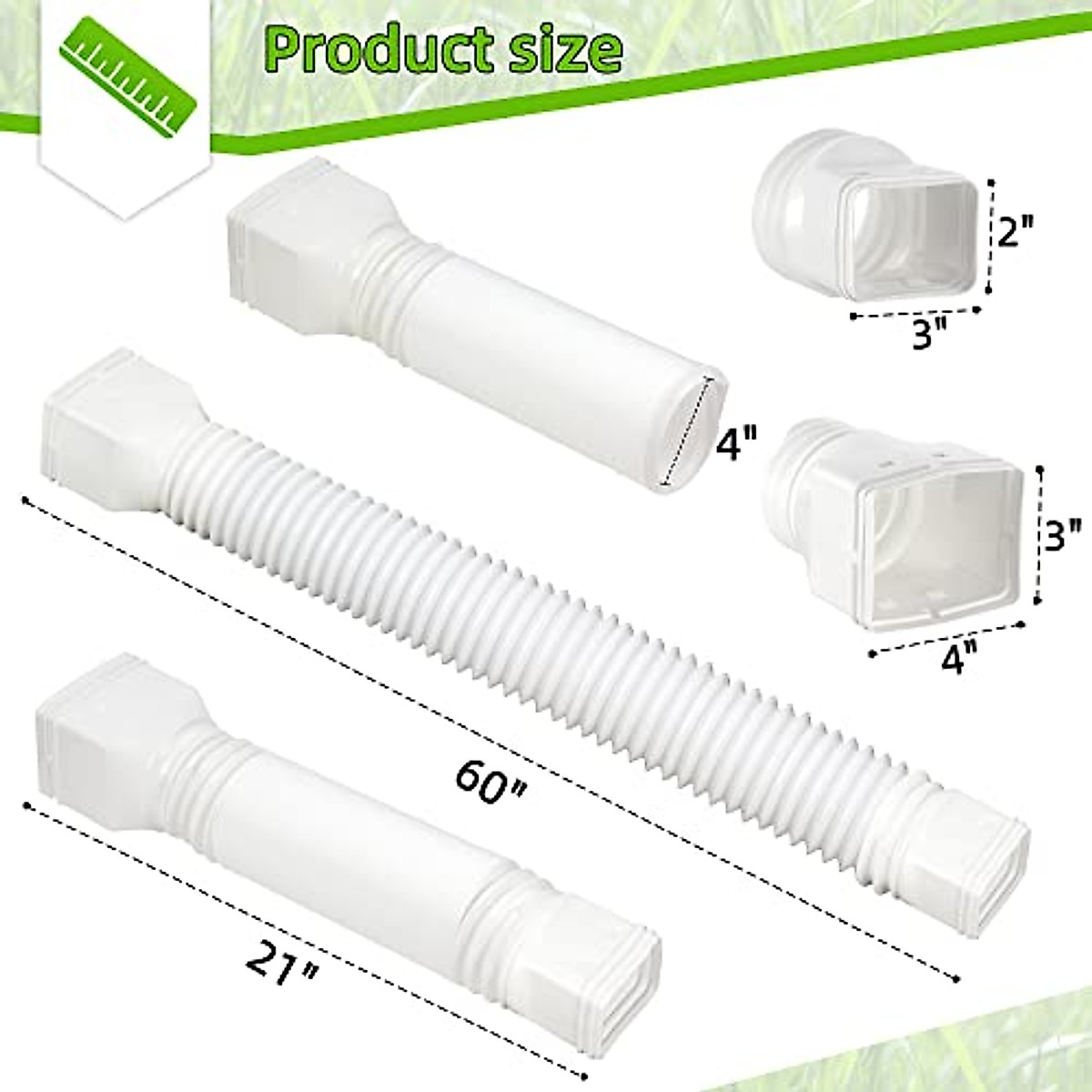 Mapleza Rain Gutter Downspout Extensions Flexible - Drain Downspout Extender - Gutter Down Spout Drain -Extend from 21 to 60 Inches (White,2Pack)