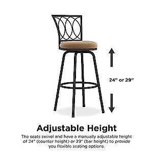 DHP Alfie Upholstered Seat Swivel, Tan Microfiber, Set of 3 Barstool