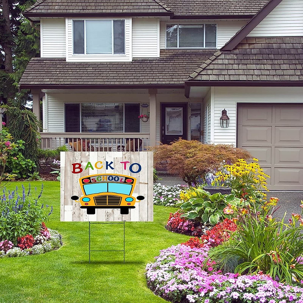 Back to School Lawn Sign Lawn Yard Decorations for Businesses 18x24 Inch Funny Lawn Signs with Stakes Preschool Kindergarten 1st Grade Corrugated Plastic Lawn Signs with Stakes for Rent House