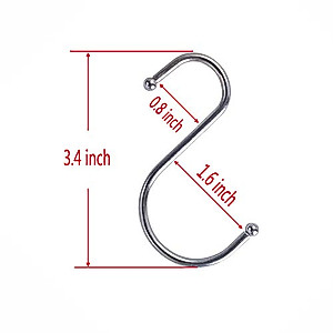 Z ZICOME Stainless Steel S Shaped Hooks for Closet Kitchen Garden Storage Organization, Silver, 12 Pack