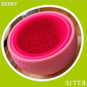SIFTR (PINK) Nesting Can Strainer Mini Colander Set - Space Saving Small Colanders and Strainers - Multi Use Kitchen Gadget - Silicone Can Strainer
