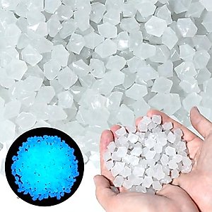 Glow in The Dark Rocks Outdoor Garden Decoration Stones, 1000 PCS Glow Pebbles Diamond Shape Luminous Stones for Outside Patio Yard Fish Tank Flower Bed Vase Potted Plant Decoration (White)