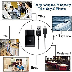 Samsung Adaptive Fast Charger Kit,LaoFas Quick Charge USB Wall Charger for Samsung Galaxy S10/S9/S8/S8 Plus/Note8/9(2 Type-C Cables + 2 Wall Charger)Charge up to 50% Faster (Black)