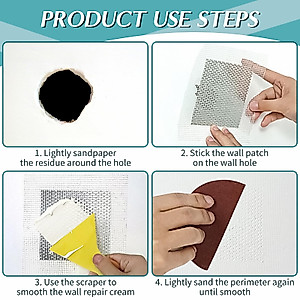 TUZAZO 12 Pack Drywall Repair Kit, 4/6/8 Inch Aluminum Fiber Mesh Dry Wall Repair Patches with Scraper and Sandpaper, Self-Adhesive for Ceiling Plaster Wall Hole Easy Solution