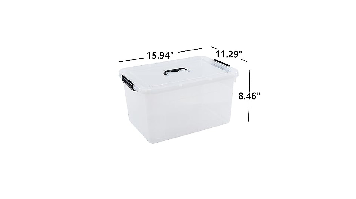 Quickquick 18 Quart Plastic Storage Boxes with Latch & Handle