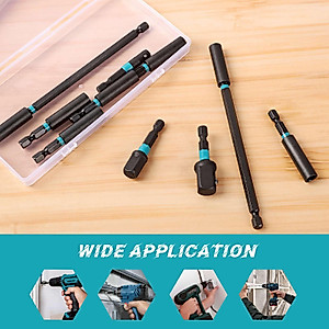 V2ine 10 Pcs Impact Driver Bit Adapter Set,5 PCS Strong Magnetic Screwdriver Bit Holder 2.4 Inch Extension + 6Inch Magnetic Screwdriver Bit Holder Extension + 3Pcs Socket Adapter Set With Tough Case