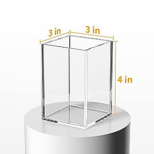 NIUBEE Acrylic Pen Holder 2 Pack,Clear Desktop Pencil Cup Stationery Organizer for Office Desk Accessory