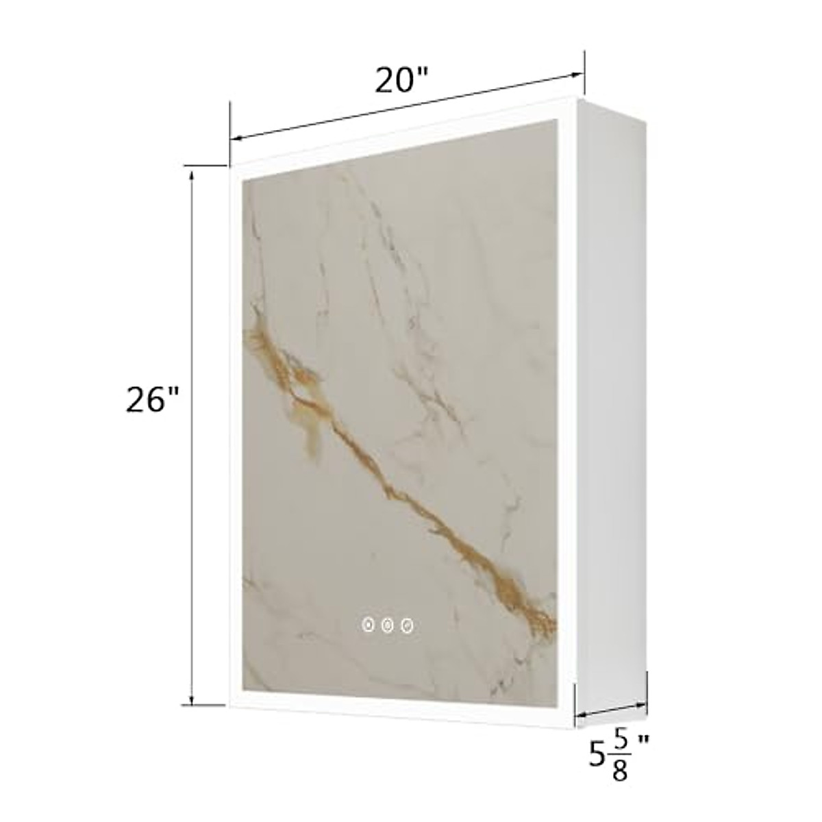 Elephmirr Vanity Mirror Bathroom Storage Medicine Cabinet with Lights Anti Fog,20x26 Inch,Recessed Smart led Small Mirrors Wall Metal Magnifier﹐with Left Doors Eectrical Outlet USB,Surface Mount