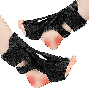 Cupood 2 Pack Plantar Fasciitis Night Splint, Upgrade 3 Adjustable Straps Relief Splint for Women & Men, Brace Relief, Achilles Tendonitis and Foot Drop (Black) 0.28 kilograms
