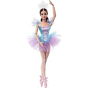 Barbie Signature Doll, Ballet Wishes Posable Brunette with Ballerina Costume, Tutu, Tiara and Pointe Shoes