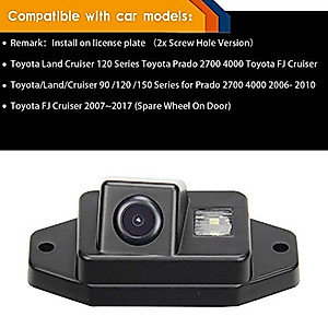 Misayaee HD 720p Rear View Back Up Reverse Parking Camera in License Plate Lighting Night Version for Toyota FJ Cruiser 2007~2020/Toyota Land Cruiser LC120 LC150 Series Prado 2007-2020 2700 4000